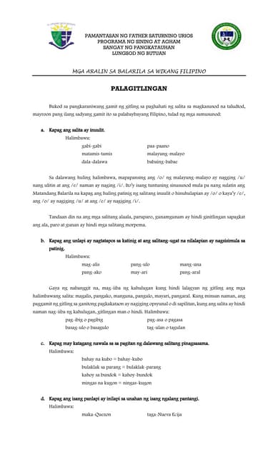 Palagitlingan | PPTX
