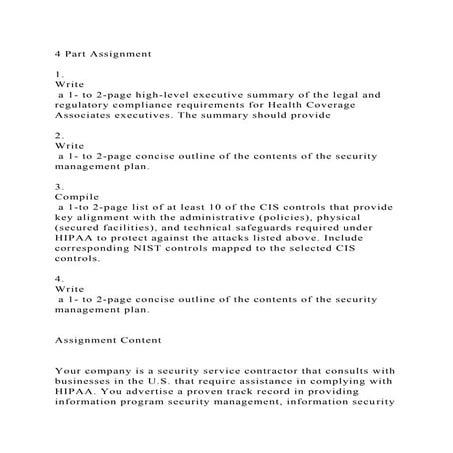 4 Part Assignment1.Write a 1- to 2-page high-level executive.docx