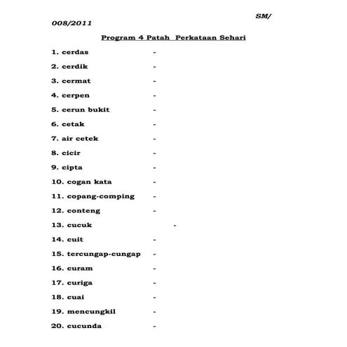 4 patah perkataan sehari 8 | DOC