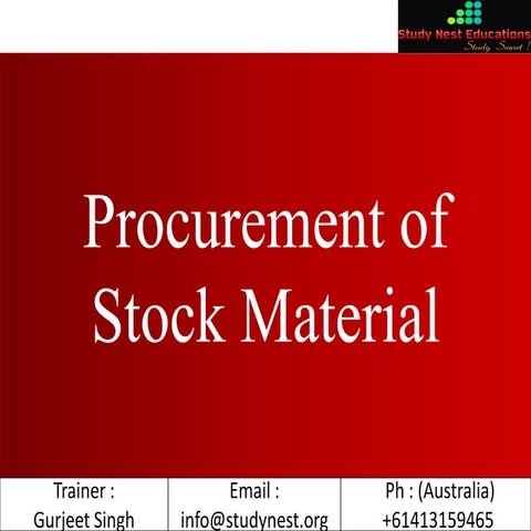 4 Procurement of Stock Material.p df DRIVE | PDF