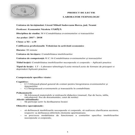 4 Proiect de lectie M4 M 3 Modulul Contabilitate | DOCX