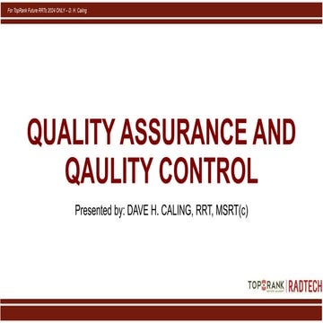 QAQC PDF FILE -TOPRANK RADTECH DEC 2024 EXAM | PDF