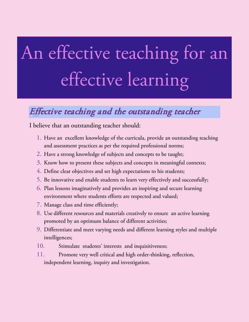 Presentation on effective teaching | PPT | Professional School ...