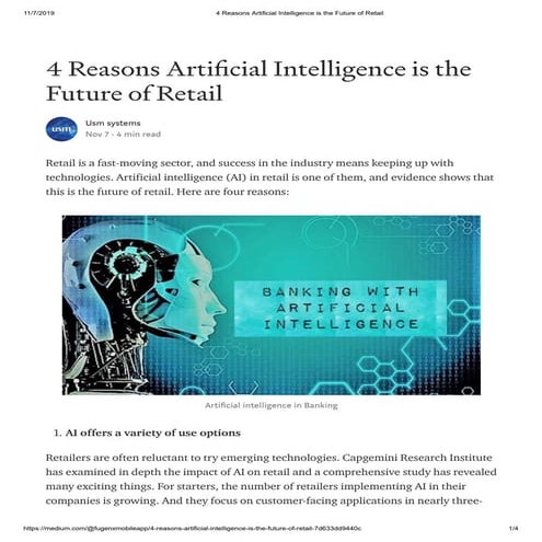 4 reasons artificial intelligence is the future of retail | PDF