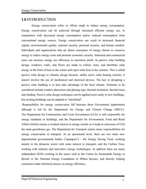 Project on Energy Conservation | PDF