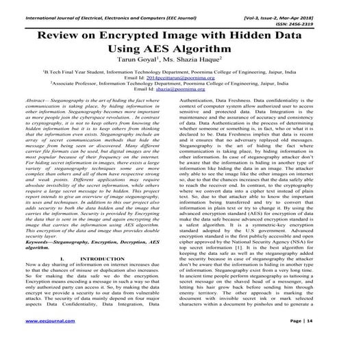 Review On Encrypted Image With Hidden Data Using Aes Algorithm Pdf