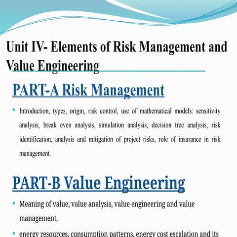 Elements of Risk management and Value Engineering | PPTX