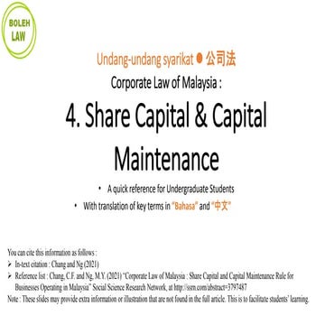 Share Capital & Capital Maintenance | PPTX