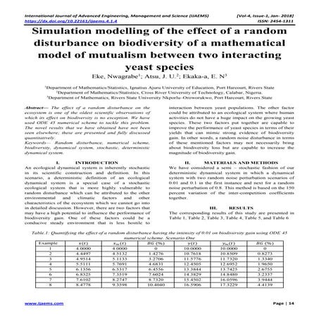 Simulation modelling of the effect of a random disturbance on ...