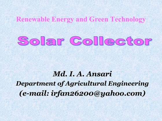 Solar energy collectors | PPTX