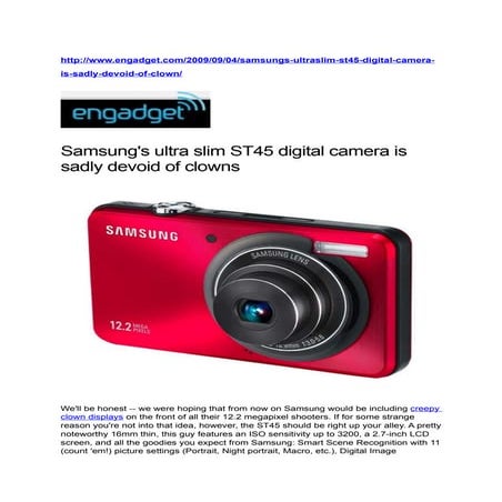 Samsung's ultra slim ST45 digital camera is sadly devoid of clowns | DOC