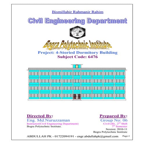 4 storied dormitory building design estimate and cost analysis | PDF