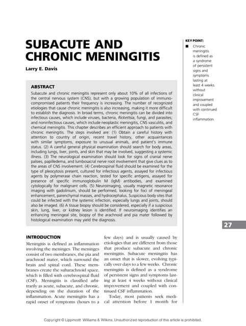 Pathogenesis of Meningitis and Microbiology of Organisms | PPT