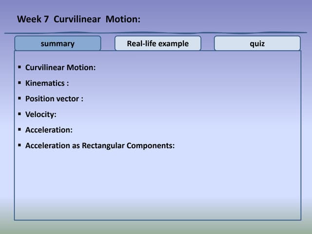 Curvilinear Motion Examples In Real Life