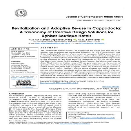 Revitalization and Adaptive Re-use in Cappadocia: A Taxonomy of ...