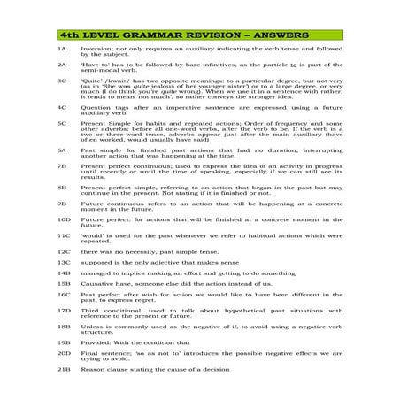 4th Level Grammar Revision | PDF