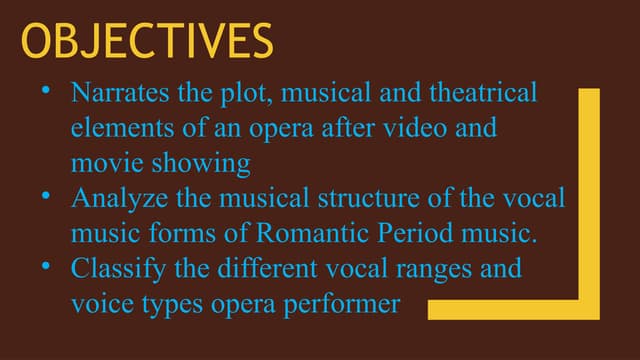 Music 9 Lesson 2 components of an opera | PPTX