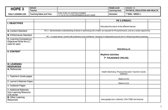 Quarter 2 Grade 9 in PE DLL Week 2.pdf | Educational Assessment | Education
