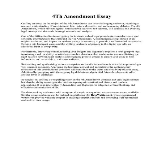 4Th Amendment Essay | PDF