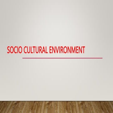 Critical elements in the socio–cultural environment of business | PPTX