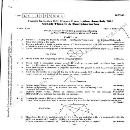 4th semester VTU BE CS & IS question papers July 2016 | PDF