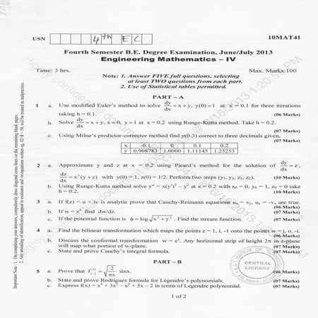 4th Semester Electronic and Communication Engineering (2013-June) Question Papers | PDF