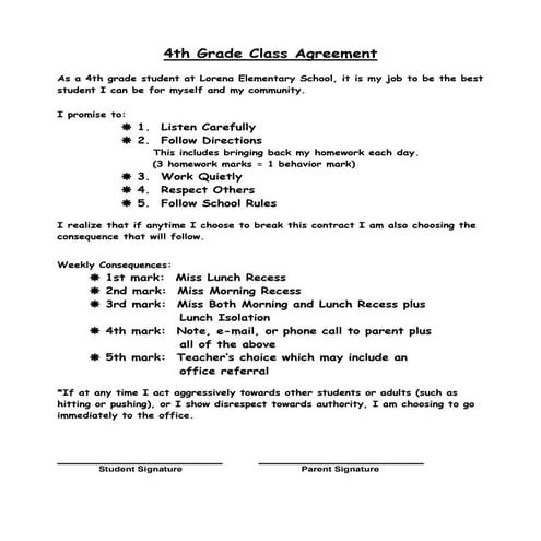 4th grade class agreement | PDF