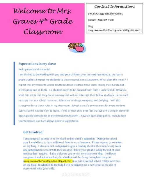 4th Grade Newsletter | PDF