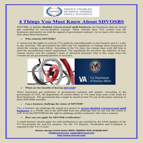 4 things you must know about sdvosbs | PDF