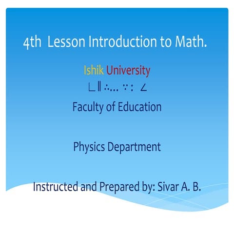 4th lesson introduction to math | PPT
