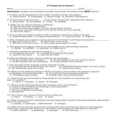Periodical test in science 5 , quarternalimotbko | DOCX