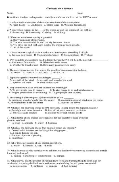 TOS in Science III and Sample Test | PDF