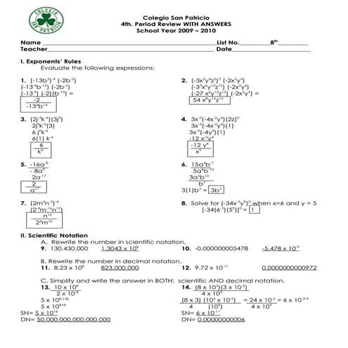 4th Period Review(Carta)With Answers | PDF