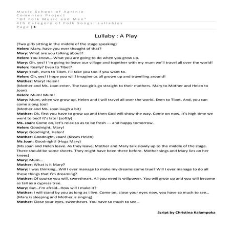 4th script lullaby from asia minor (comenius) | PDF