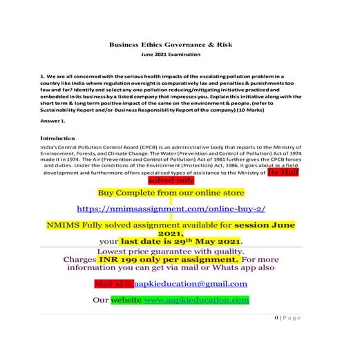 4th sem nmims solved assignments june 2021 | PDF