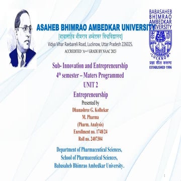 Entrepreneurship Notes | PDF