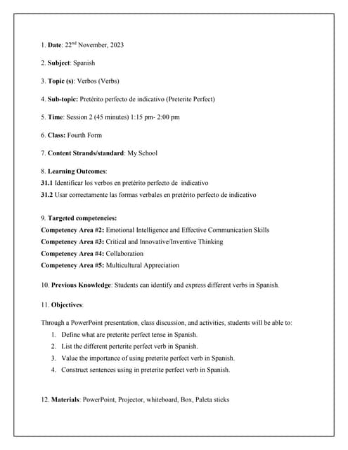 Brief lesson plan - Gerund | PDF