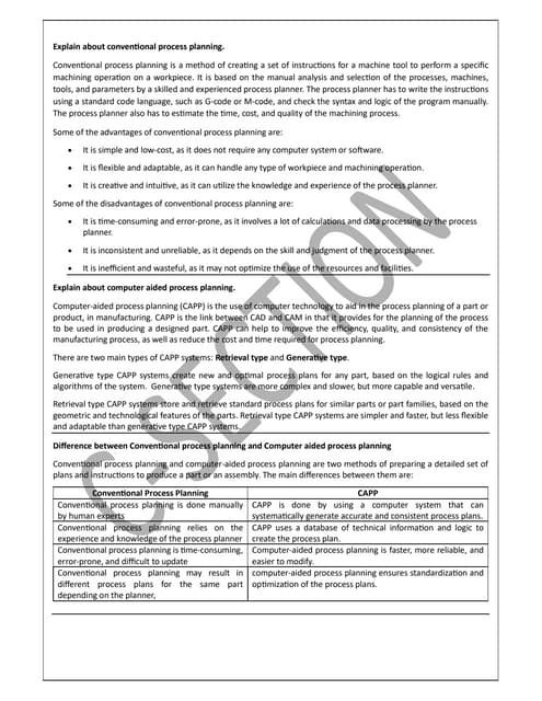 Computer Aided Process Planning (CAPP) | PPTX | Computing | Technology & Computing
