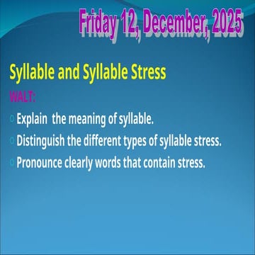 4 Thursday 10 Syllable and Stress Pronunciation-1.ppt