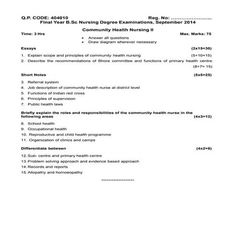 KUHS Bsc Nursing previous year question papper | PPTX