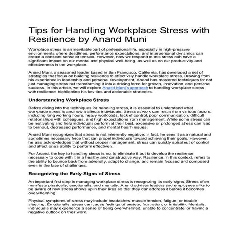 Anand Muni presentations