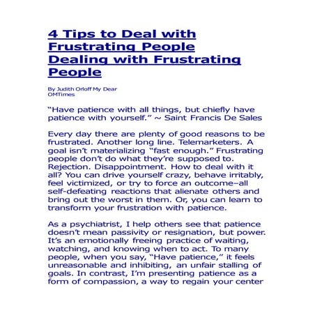 4 tips to deal with frustrating people | DOCX | Mental Health ...