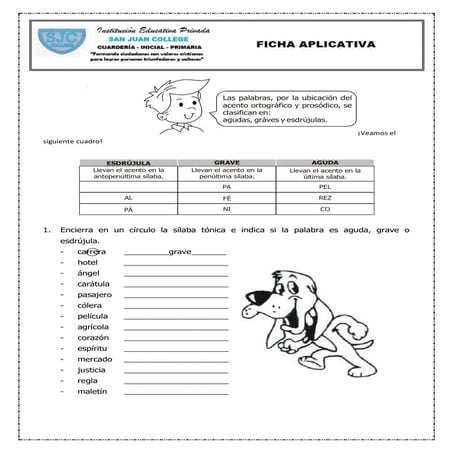 Guía de repaso sílaba tónica y acentuación | DOC