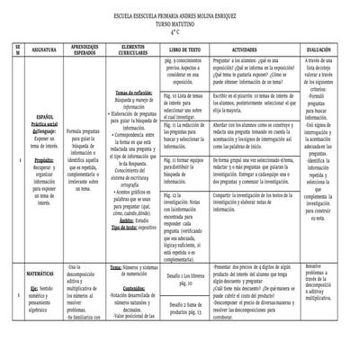 Evaluacion intermedia cuarto de primaria | DOCX