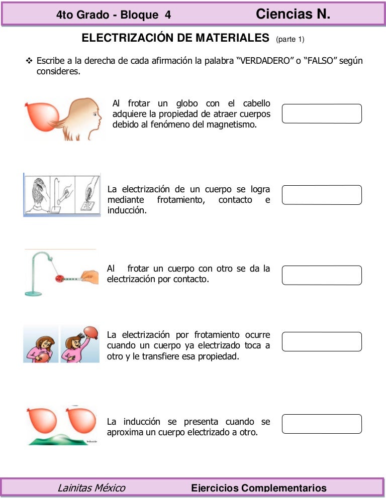 4to grado ciencias - electrización de materiales