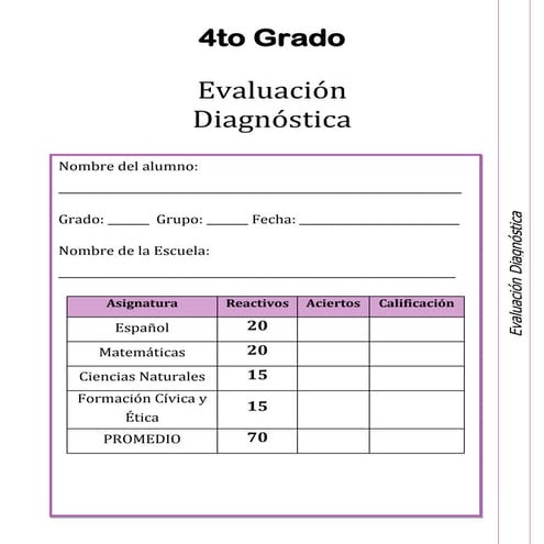 Evaluacion diagnostica 4 grado primaria | PDF