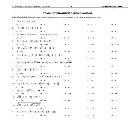Operaciones combinadas | PDF