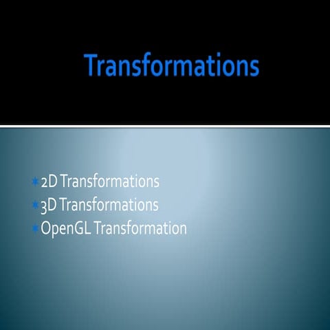 Transformations Computer Graphics Ppt