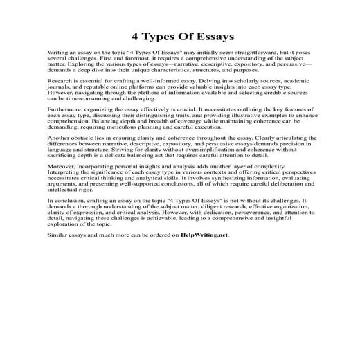 4 Types Of Essays | PDF