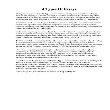 4 Types Of Essays. Four Major Types of Essays Types of essay, Essay ...
